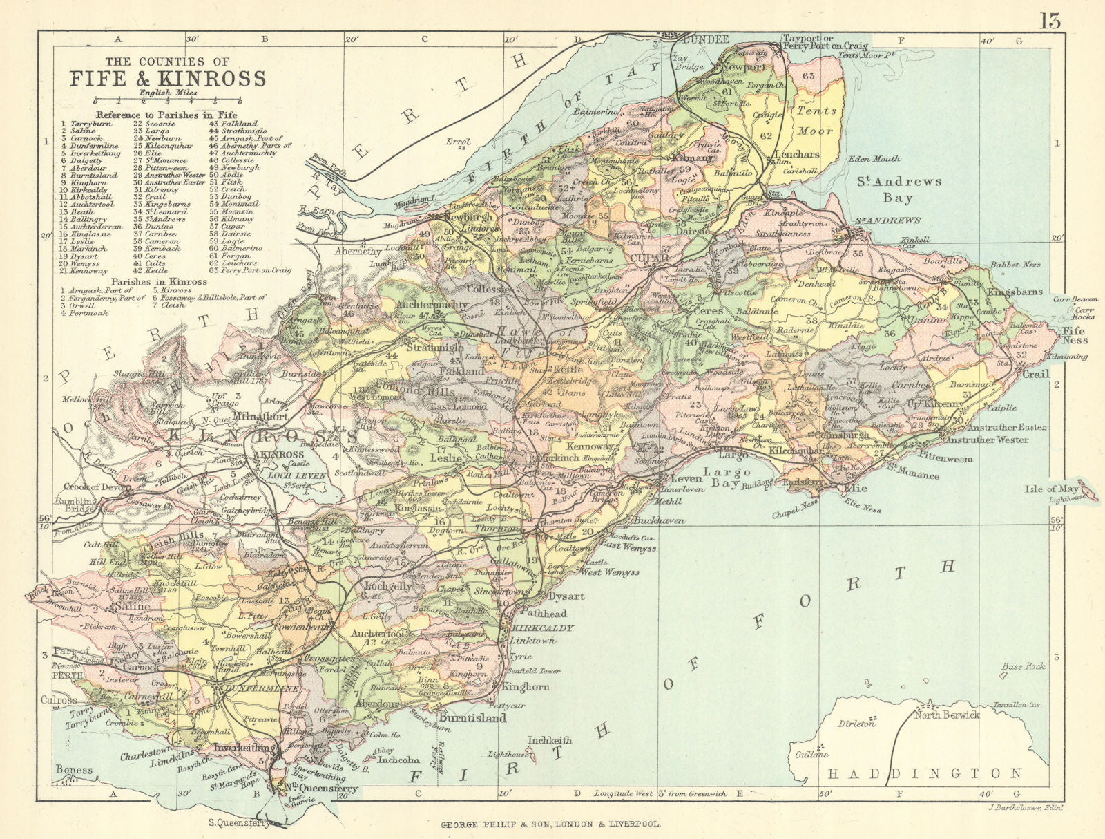 'The Counties of Fife & Kinross'. Kinross-shire. Parishes. BARTHOLOMEW ...