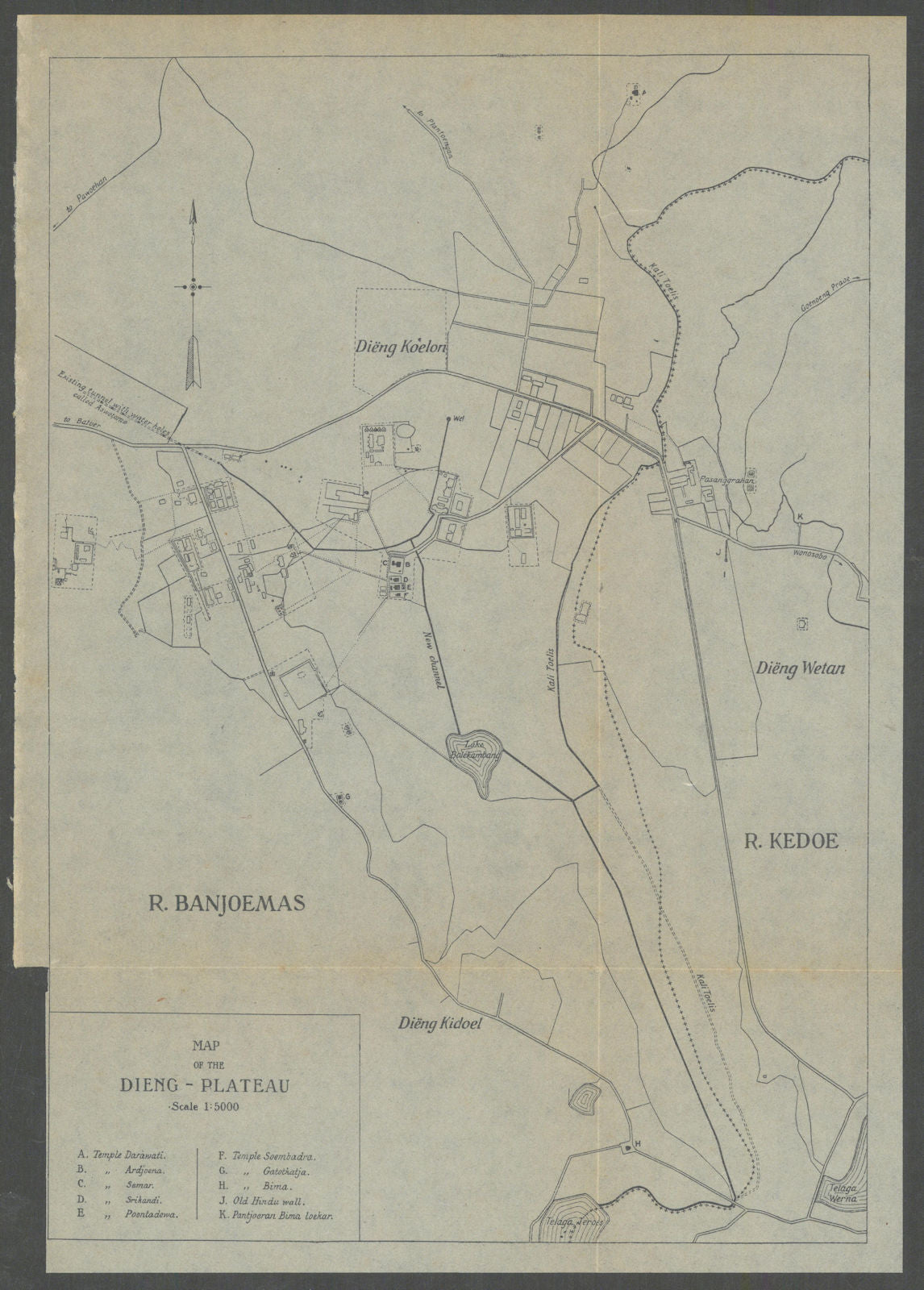 Map of the Dieng-Plateau, Java, Indonesia. VAN STOCKUM 1930 old vintage ...