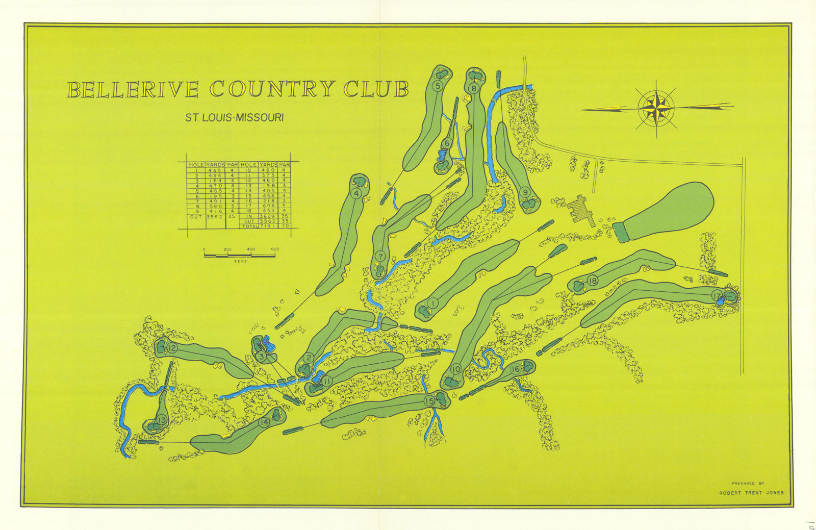 Bellerive Country Club, Missouri. Golf course plan. Robert Trent Jones ...