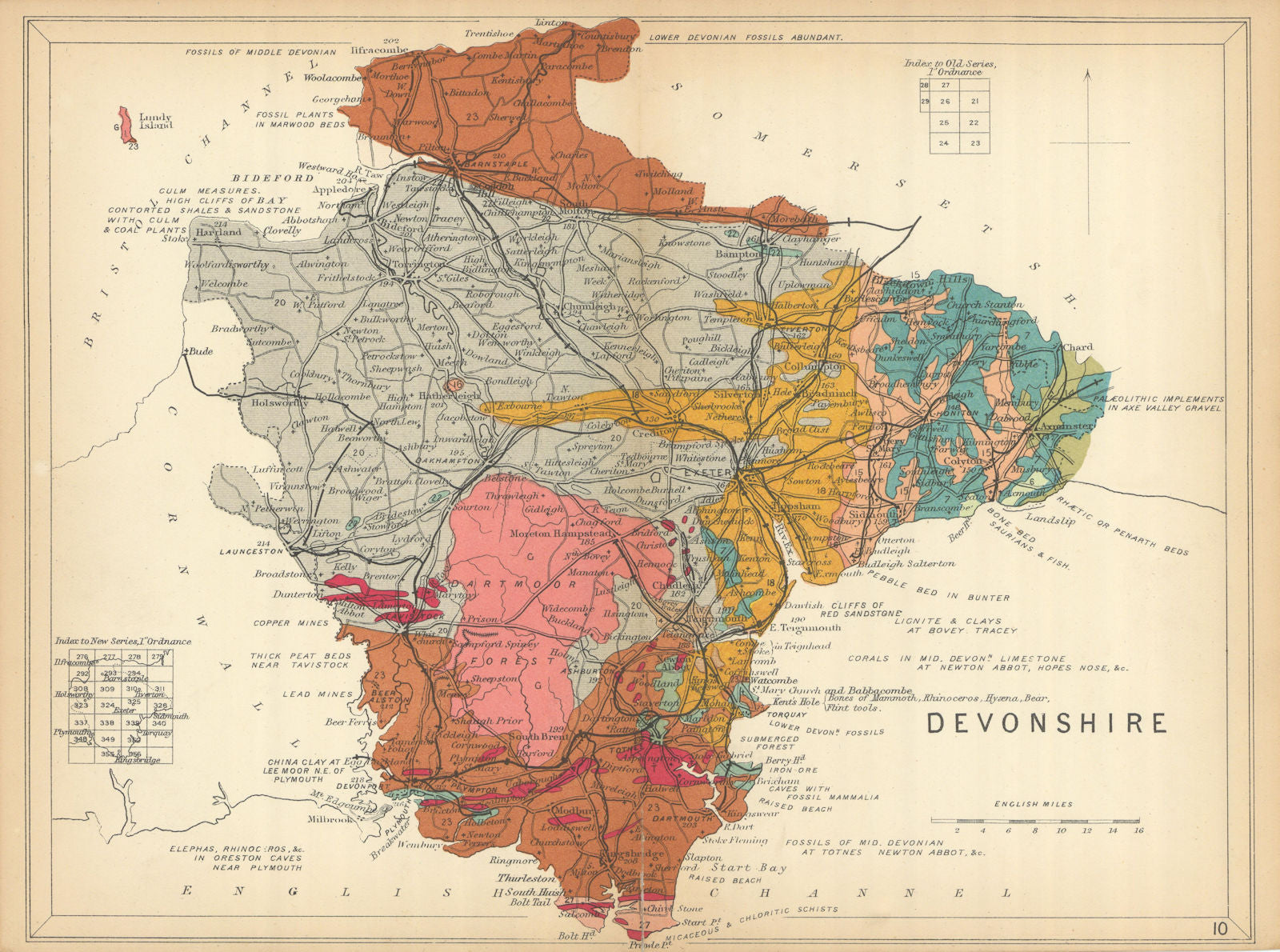 DEVON Devonshire. Geological map. STANFORD 1904 old antique plan chart ...