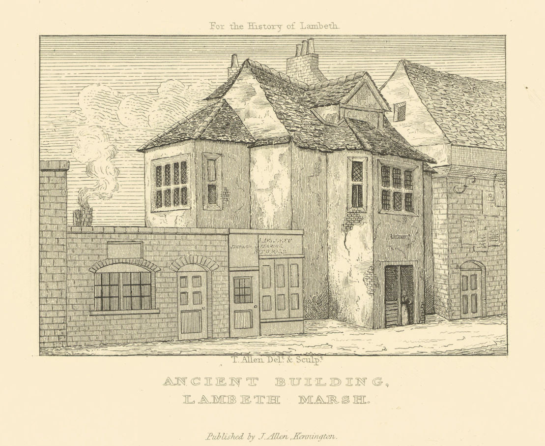 Ancient Building, Lambeth Marsh. Part of Lambeth Palace 1827 old ...