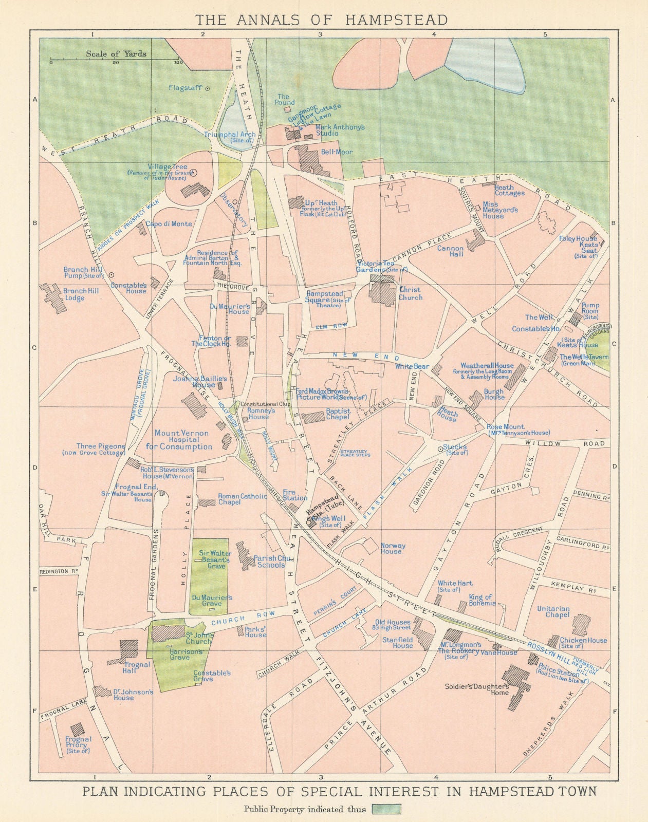 Hampstead Town - Plan indicating places of special interest 1912 old ...