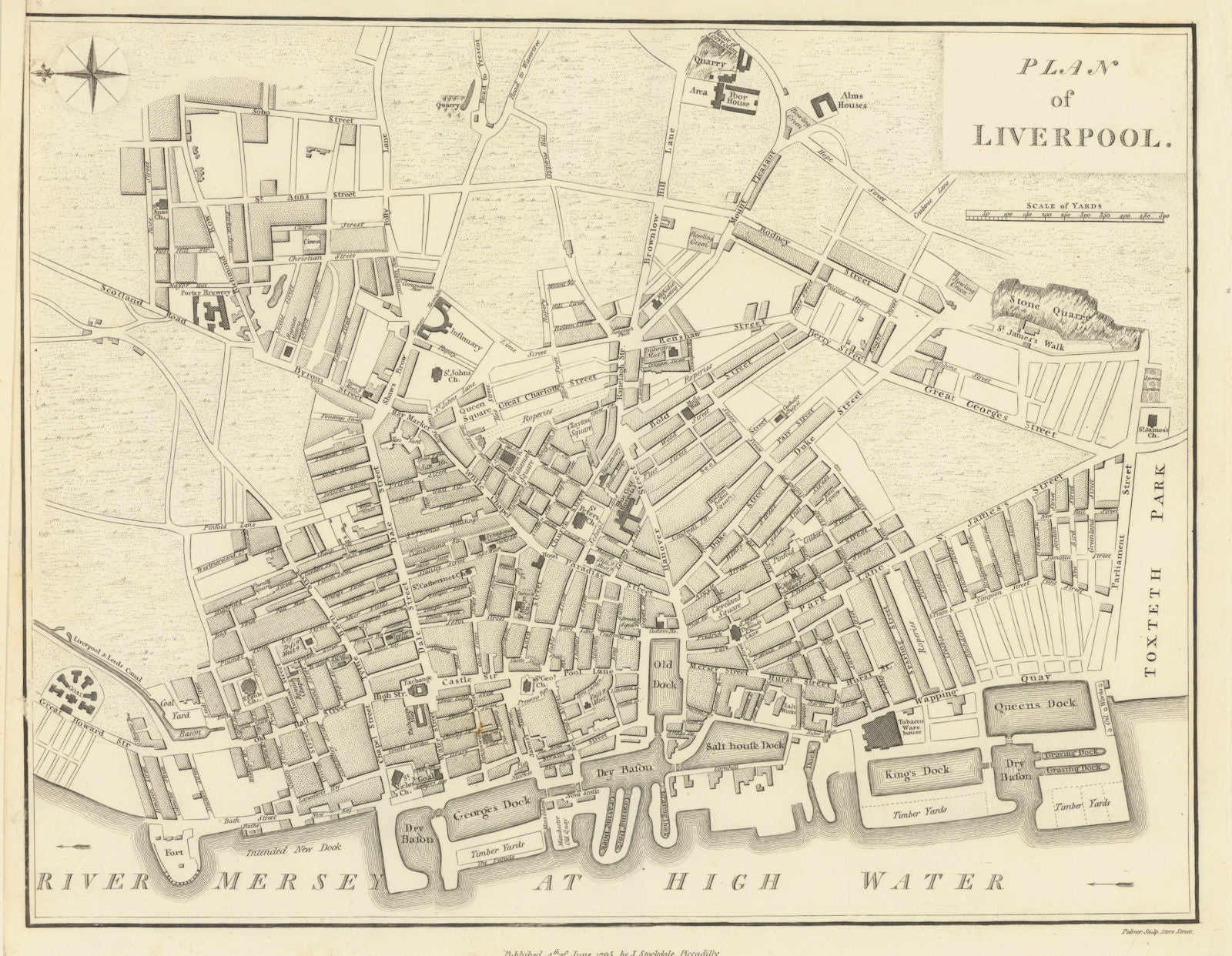 Plan of Liverpool by John Stockdale. Town/city plan 1795 old antique ...