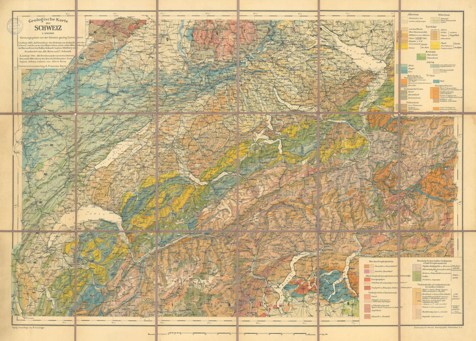 Geologische Karte der Schweiz. SCNAT. Geological map of Switzerland ...
