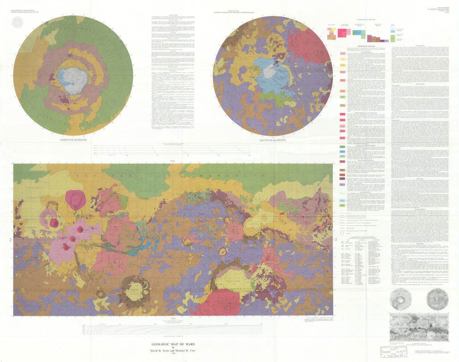 Geologic Map of Mars by David Scott, Michael Carr/US Geological Survey ...