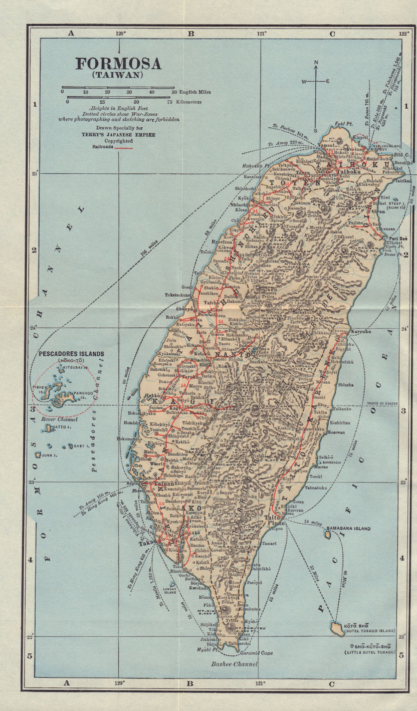 Antique tourist map of Formosa (Taiwan) 1930 old plan chart ...