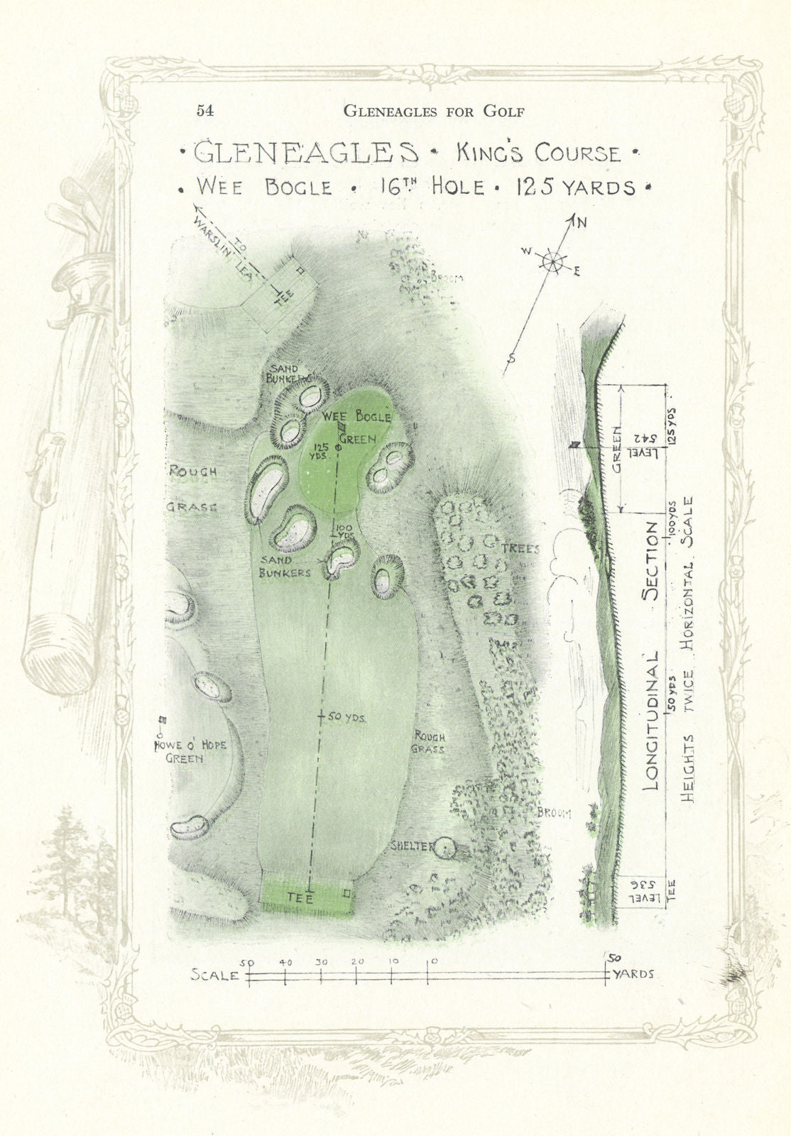 Gleneagles King's Course - plan of the 16th hole "Wee Bogle" 1921 old ...