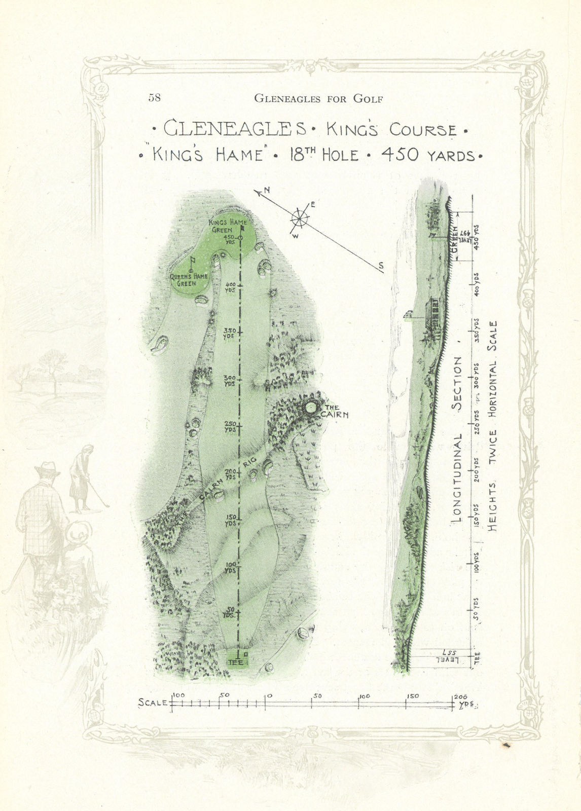 Gleneagles King's Course - plan of the 18th hole "King's Hame" 1921 old ...