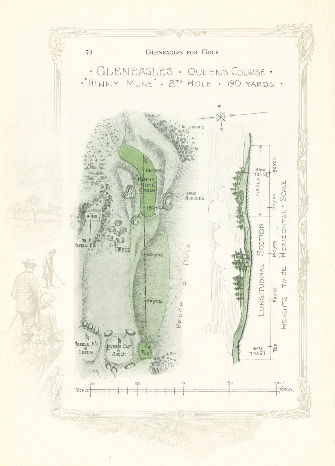 Gleneagles Queen's Course - plan of 8th [now 17th] hole "Hinny Mune ...