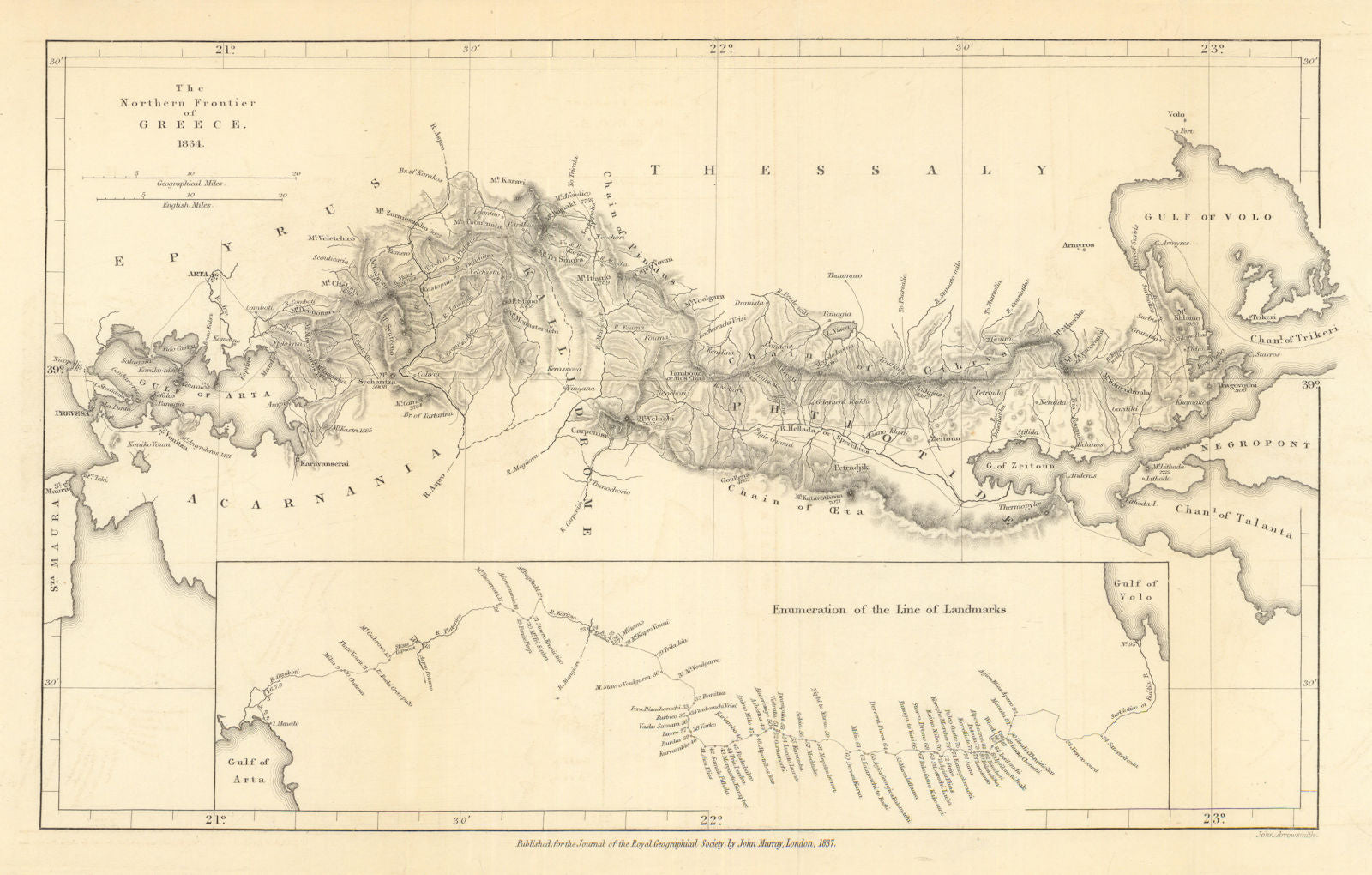 The Northern Frontier of Greece 1834 by Lt-Col Baker. RGS 1837 old ...