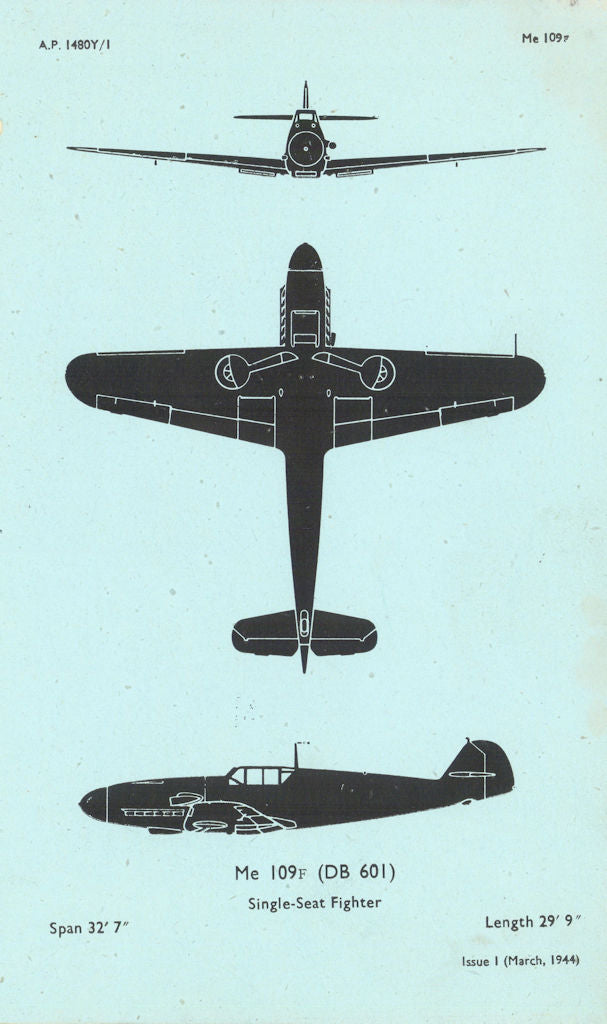 Messerschmitt Me 109F fighter. Air Ministry aircraft recognition ...
