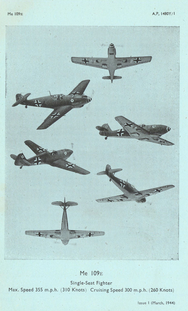 Messerschmitt Me 109E fighter. Air Ministry aircraft recognition photos ...