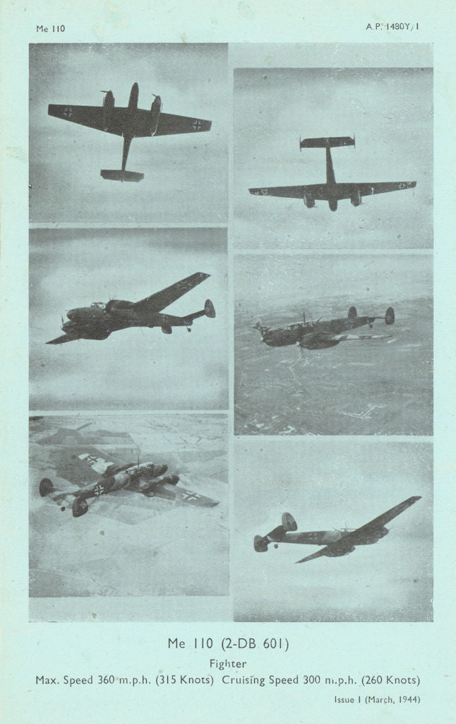 Messerschmitt Me 110 Fighter Bomber. Aircraft recognition photos 1944 ...