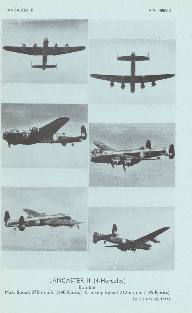 Avro Lancaster II Bomber. Air Ministry aircraft recognition photos 1944 ...