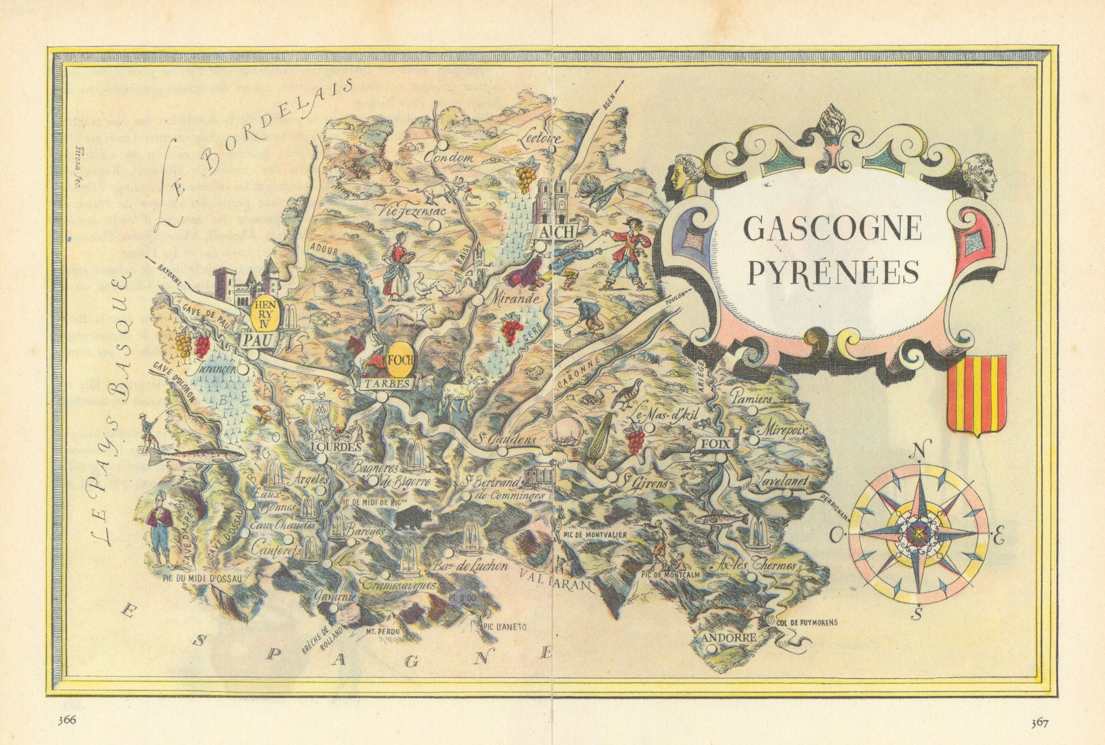Gascogne - Pyrénées pictorial wine region map by Laszlo Fircsa ...