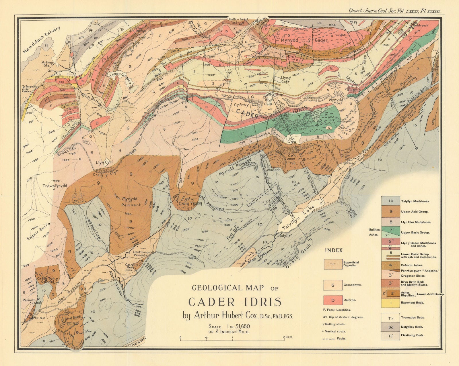 Geological Map of Cader Idris by Arthur Cox/Geological Society ...