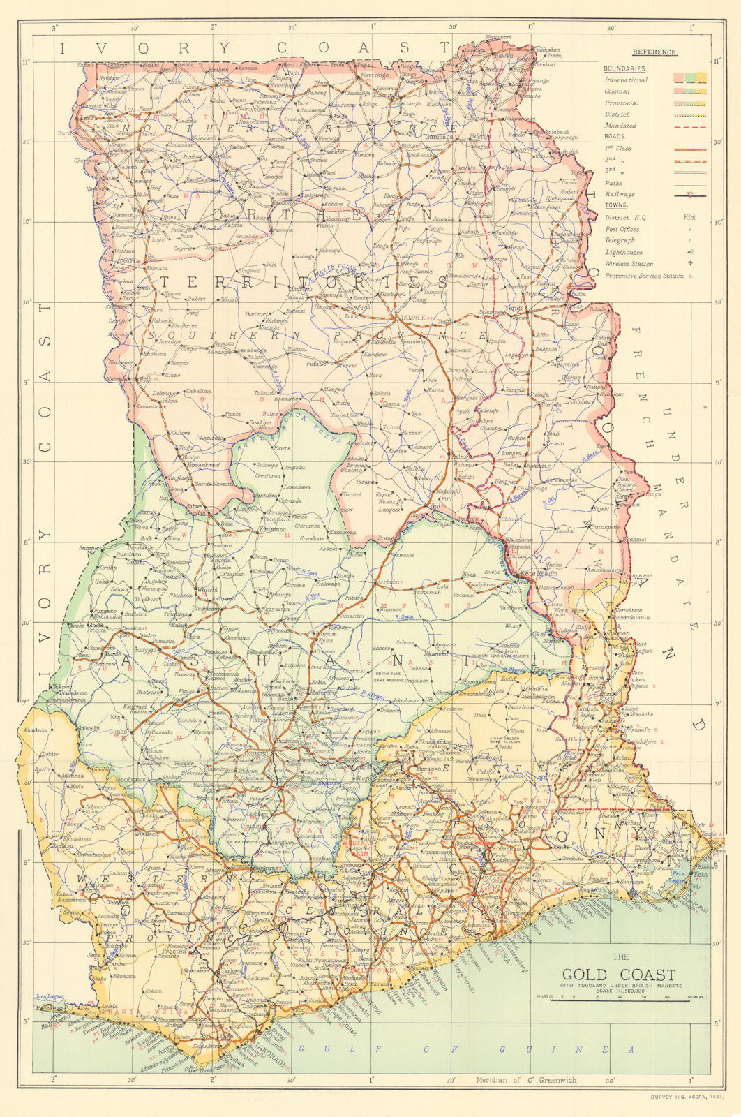 The Gold Coast with Togoland under British Mandate. Ghana & Togo 1938 ...