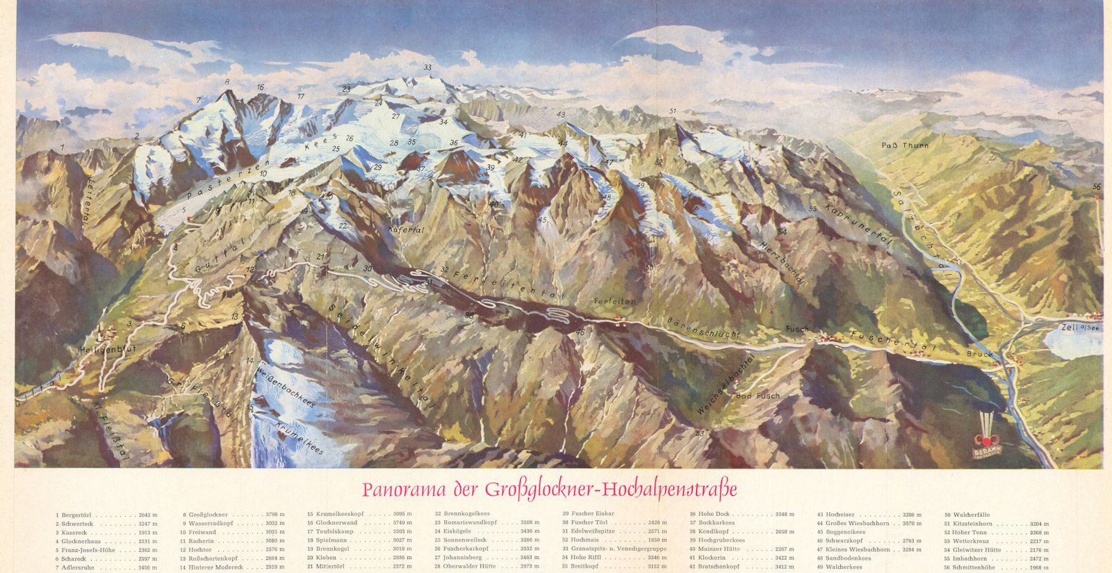 Panorama der Großglockner-Hochalpenstraße by Heinrich Berann 1957 old ...