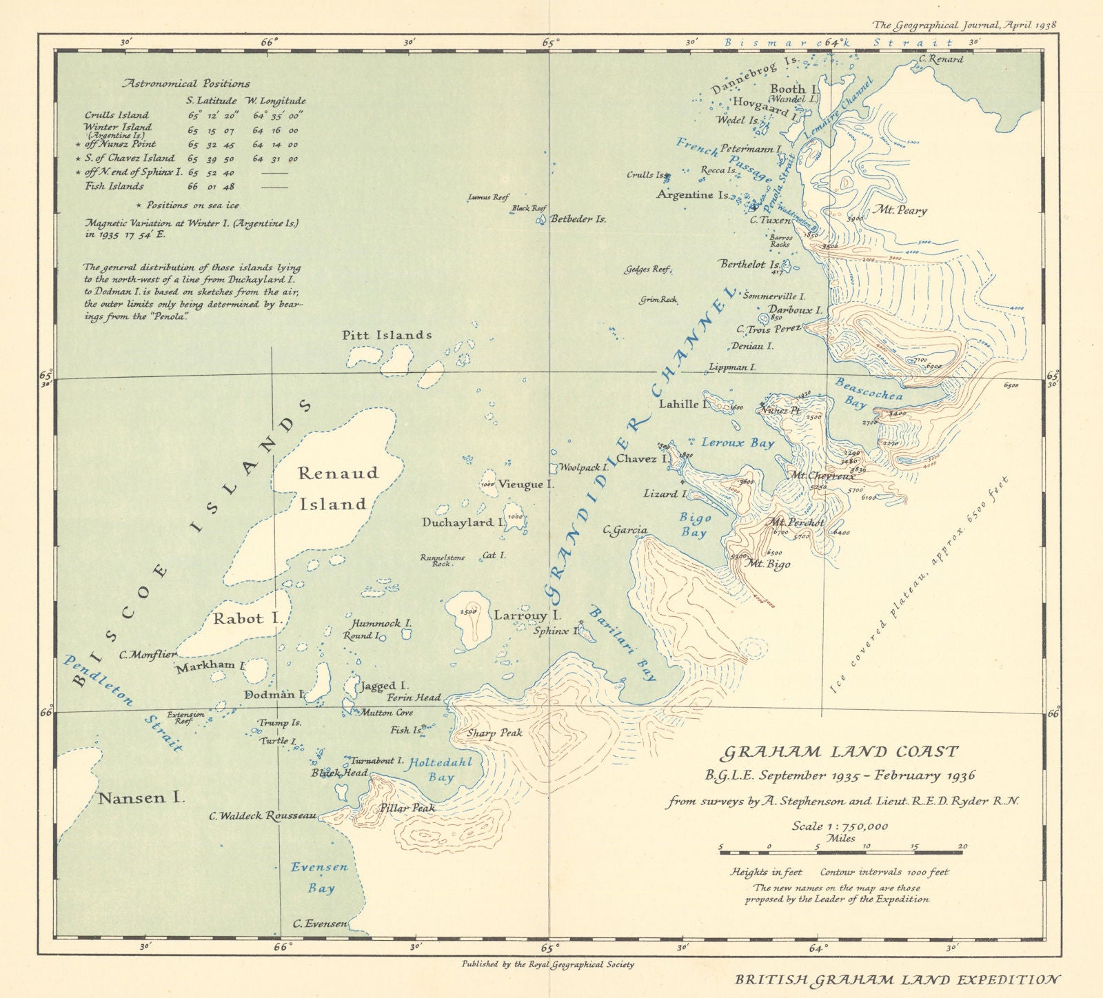 British Graham Land Expedition 1935/6 Coast survey RGS/Stephenson/Ryder ...