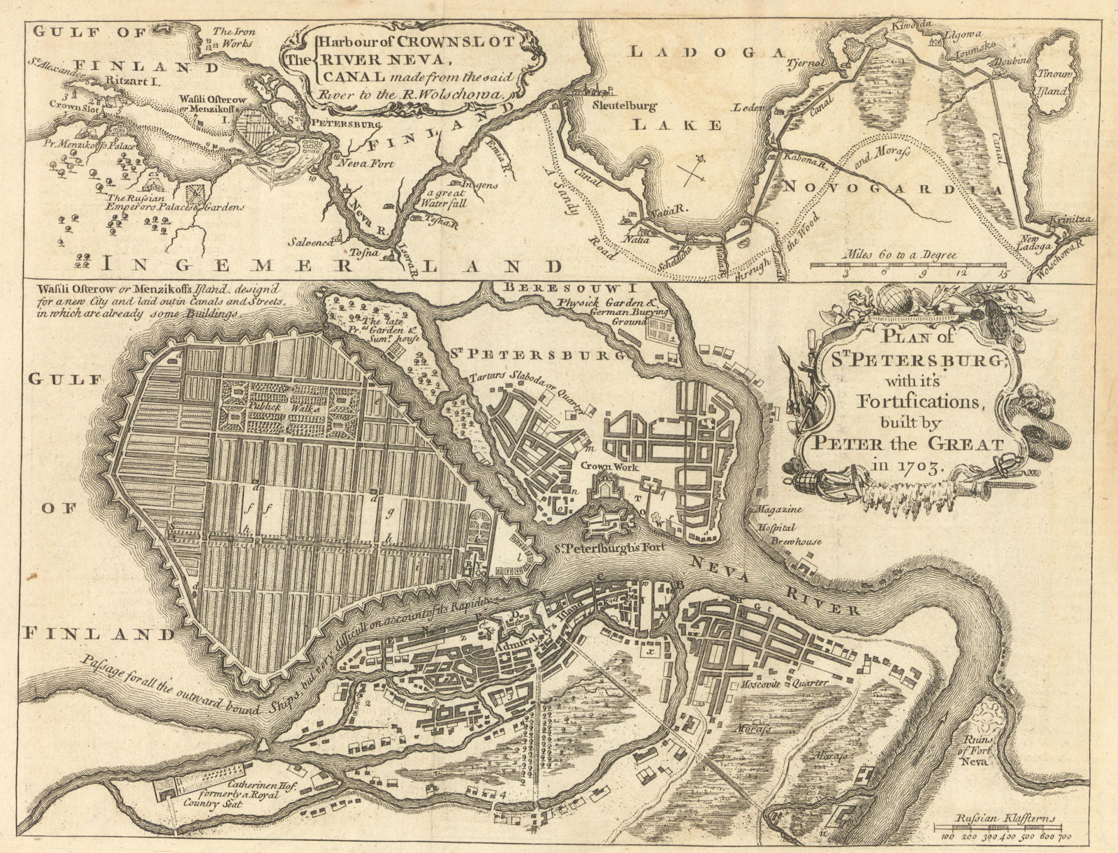 Plan of St. Petersburg with its Fortifications built by Peter the Great ...