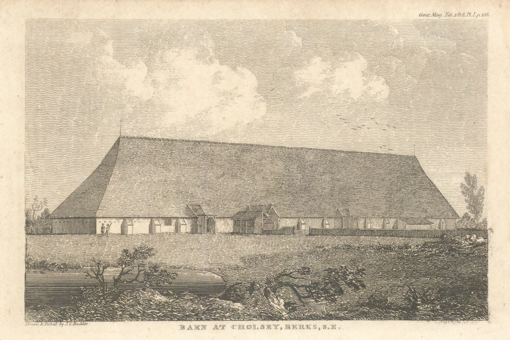 The great barn at Cholsey, in Berkshire, now Oxfordshire 1816 old print ...