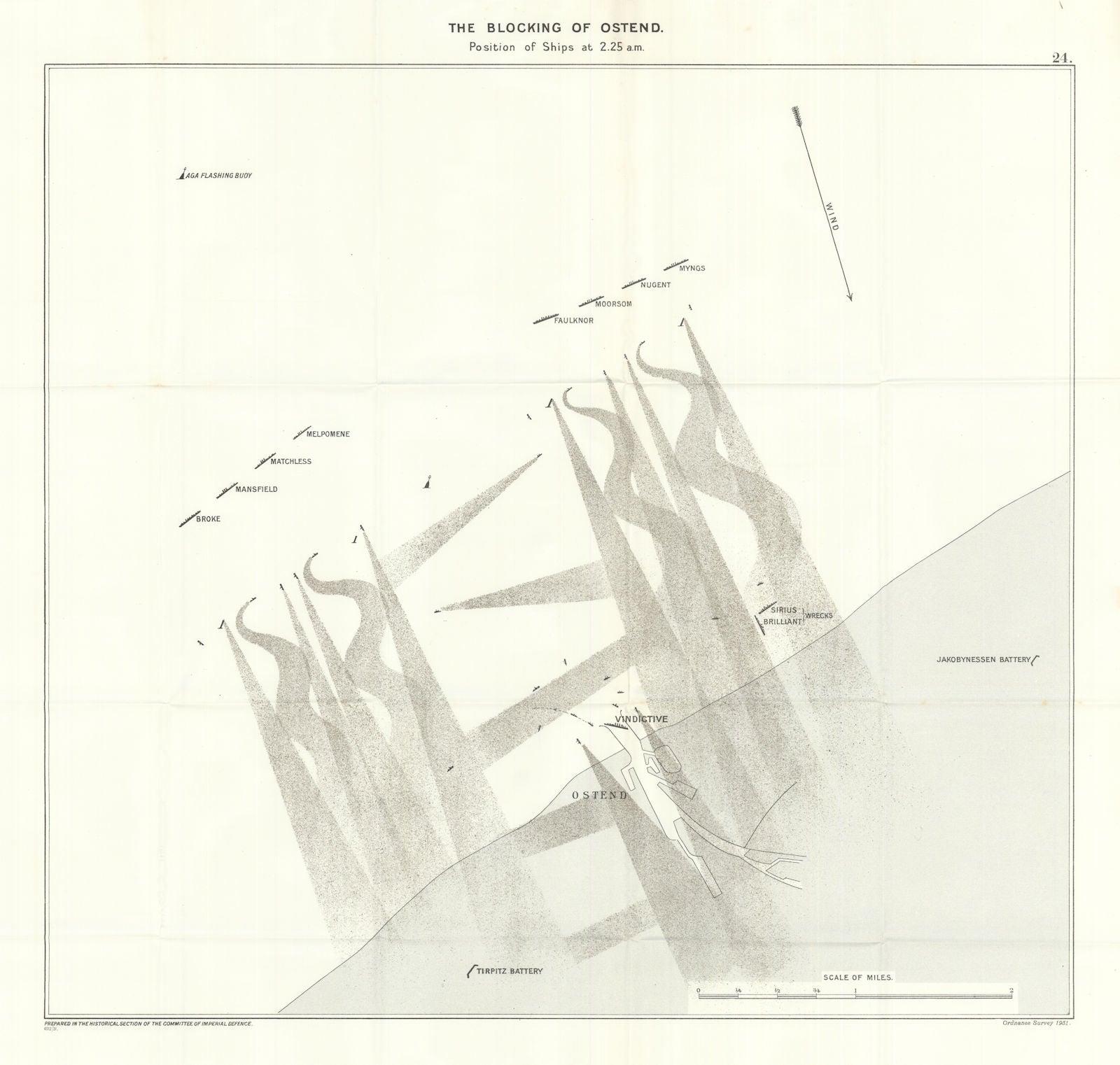 2nd Ostend Naval Raid 9-10 May 1918 Position at 2.25am. First World War ...