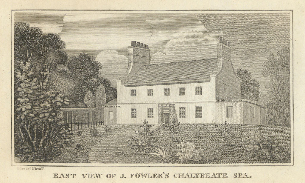 East View of J. Fowler's Chalybeate Spa, Cheltenham 1824 old antique ...
