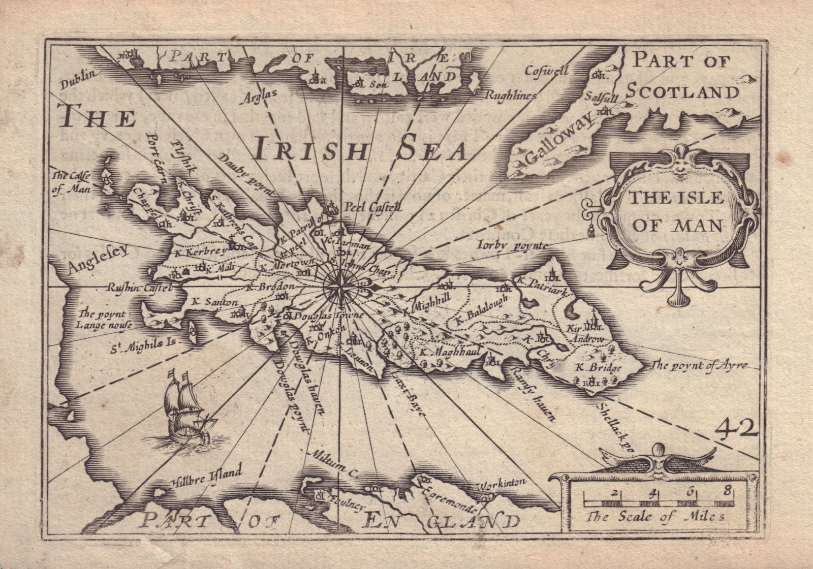 The Isle of Man by van den Keere. "Speed miniature" 1632 old antique ...