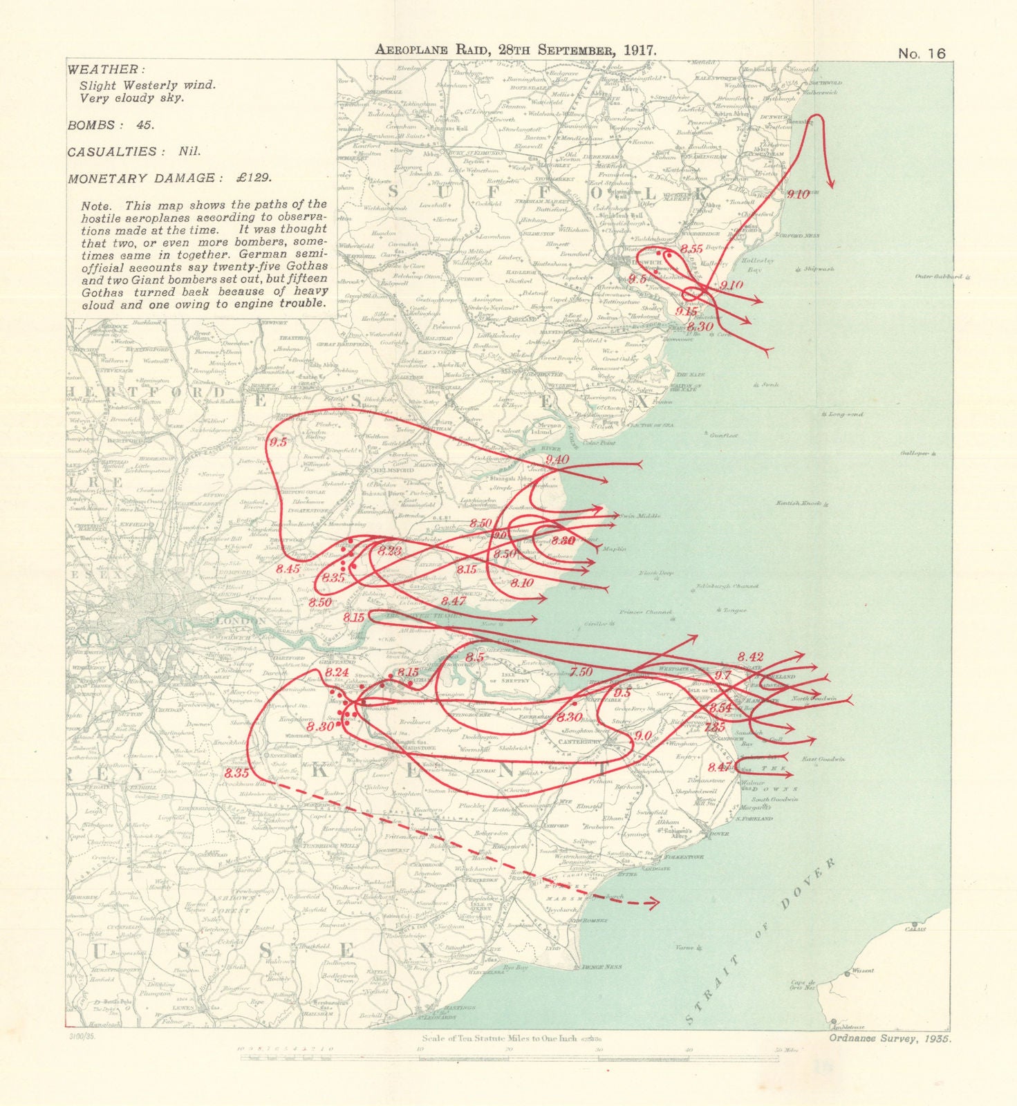 WW1 German Aeroplane Raid 28 Sept 1917 Kent Essex Chatham Billericay ...
