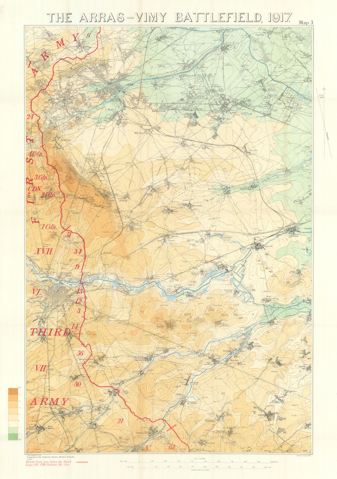 Battle of Arras. The Arras-Vimy Battlefields, 1917. First World War ...