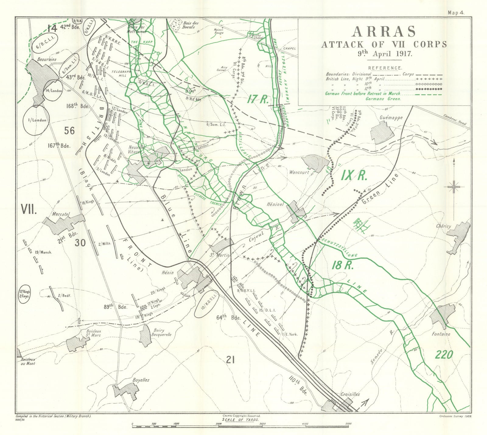 Battle of Arras. Attack of VII Corps, 9 April 1917. First World War ...