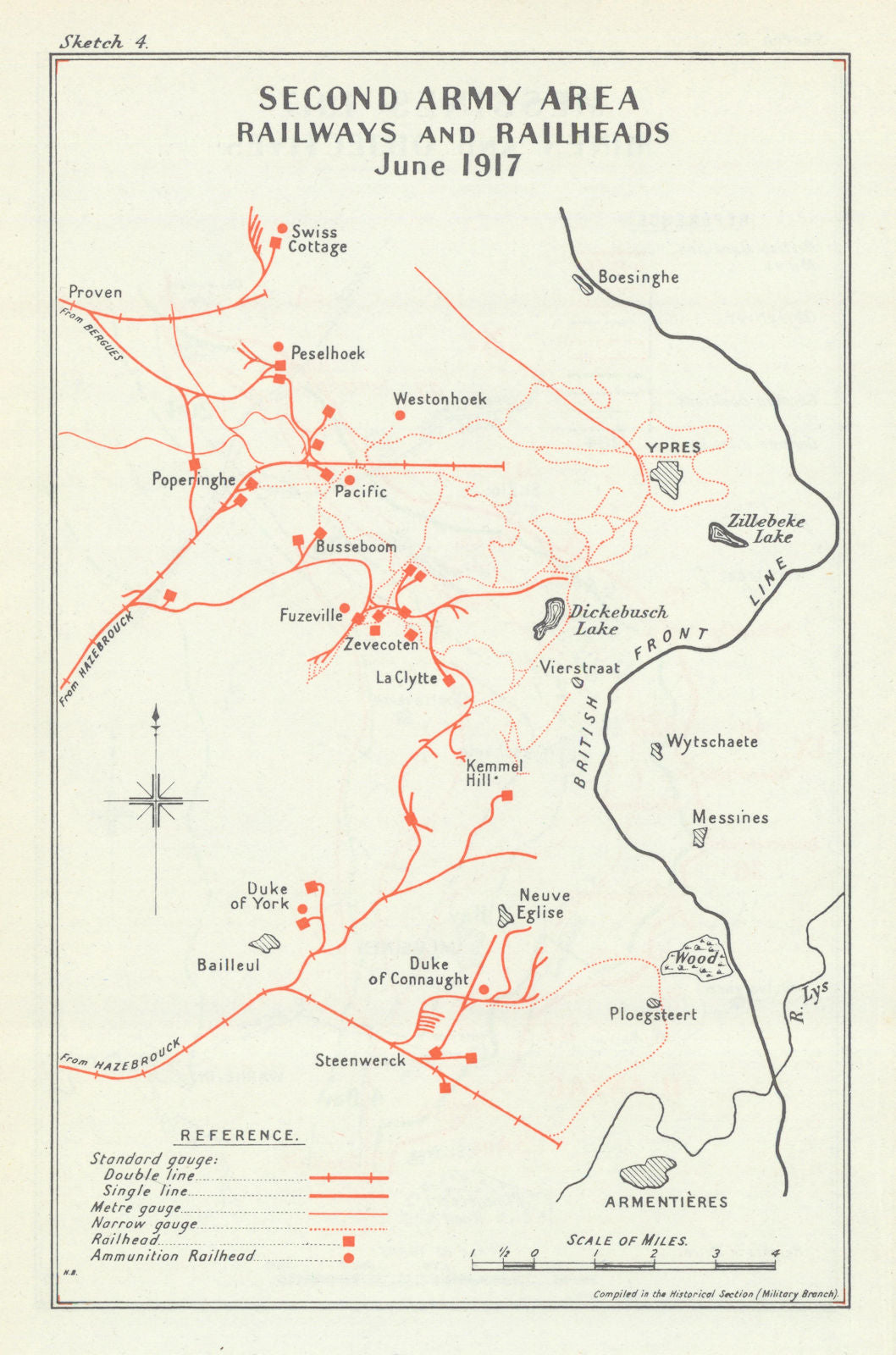 Battle of Messines. Second Army Area: Railways & Rail-heads 1917. WW1 ...