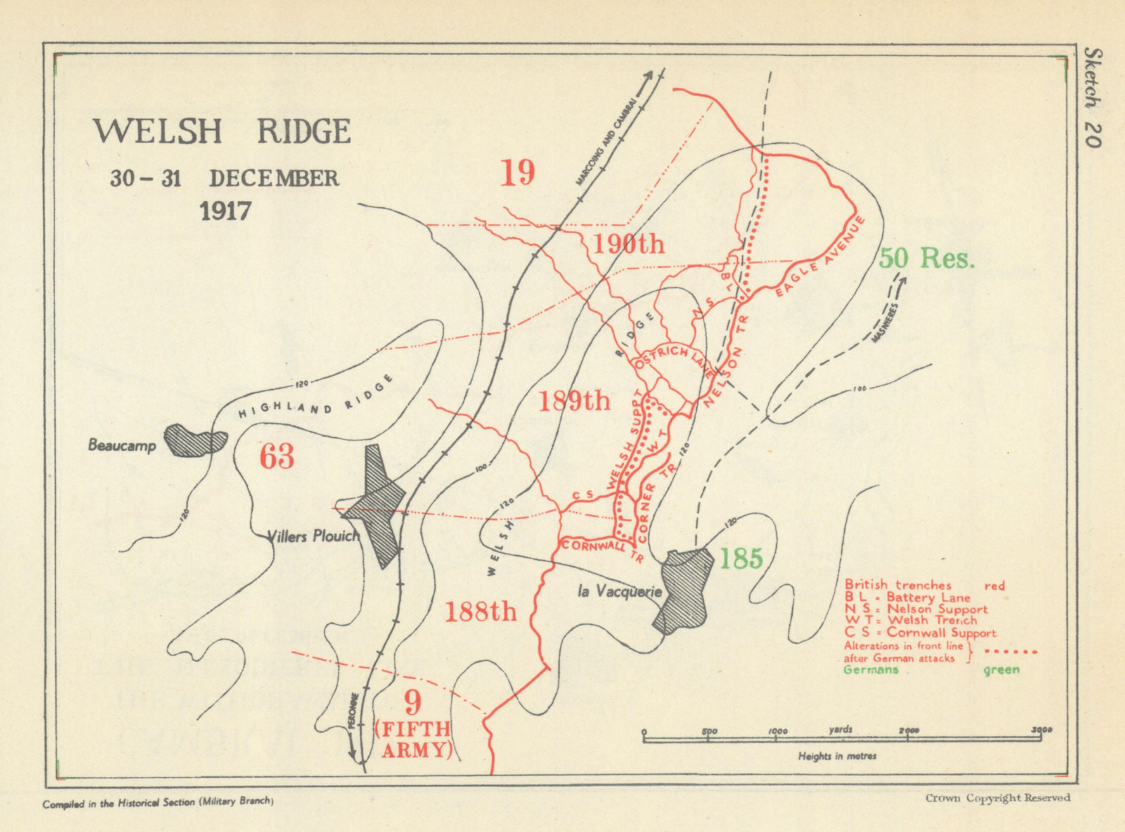 Battle of Cambrai. Welsh Ridge, 30–31 Dec. 1917. First World War 1948 ...