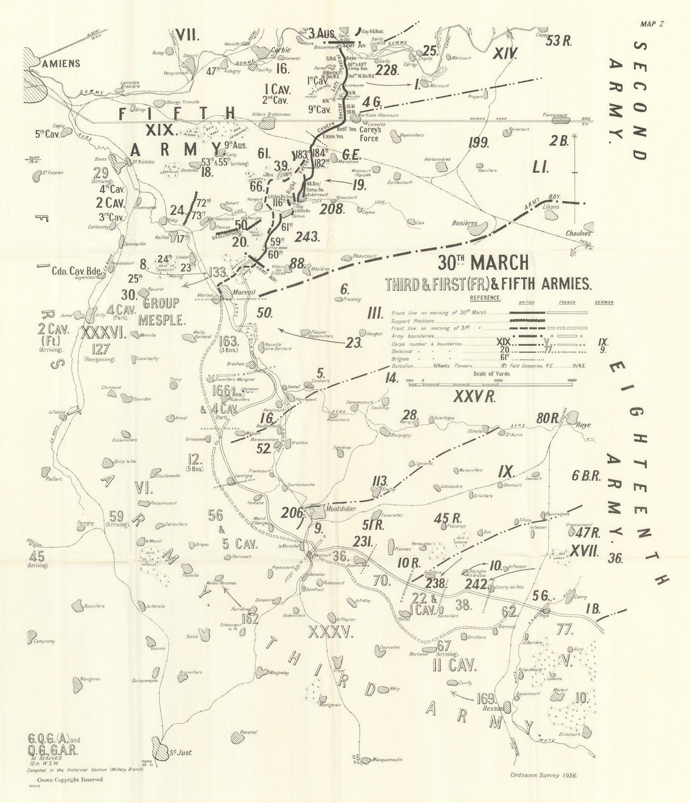 Operation Michael. 30 March 1918, 3rd & 1st (French) & 5th Armies. WW1 ...