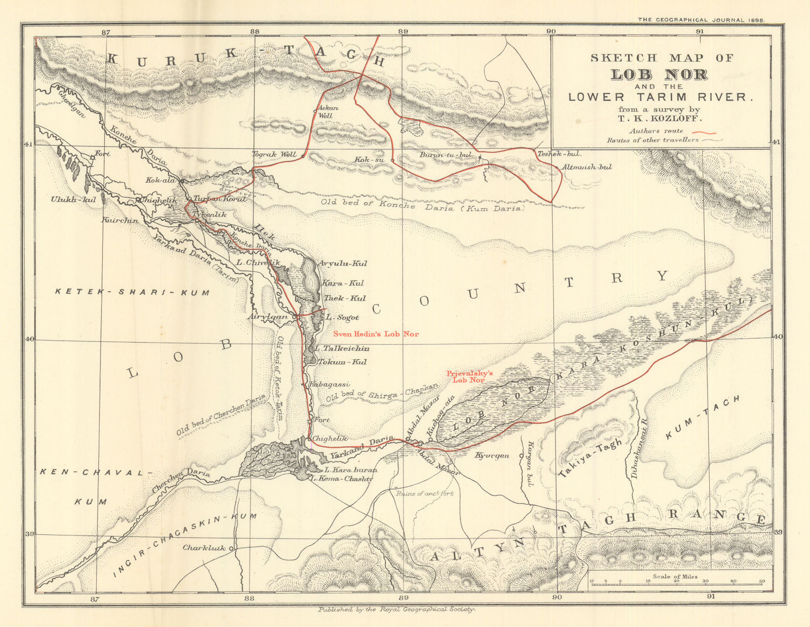 Western China. Lob Nor & Lower Tarim River by Pyotr Kozlov. RGS 1898 ...