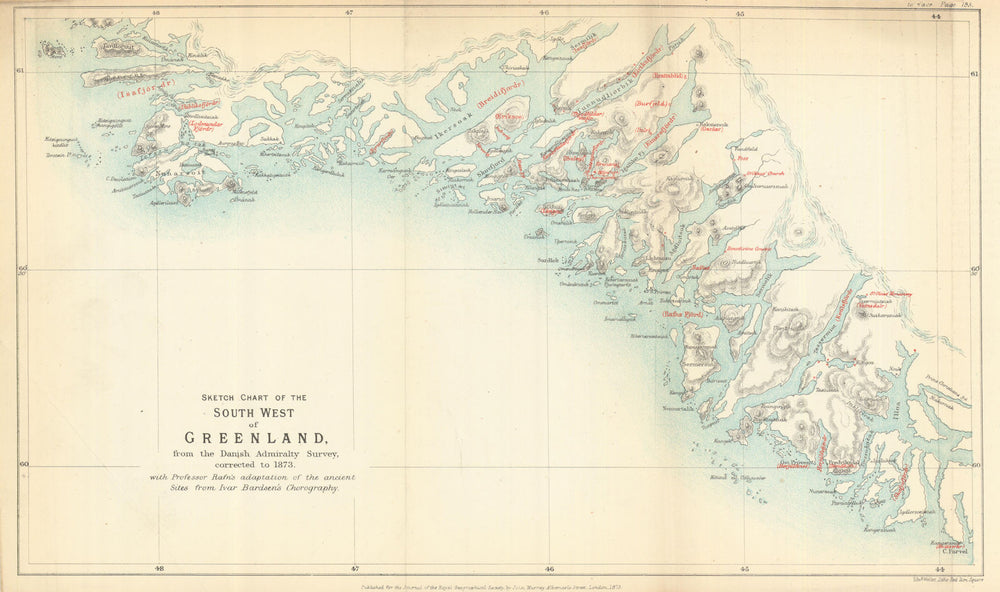 Greenland medieval Norse colonies. Bardsen's Chorography sites per Rafn ...