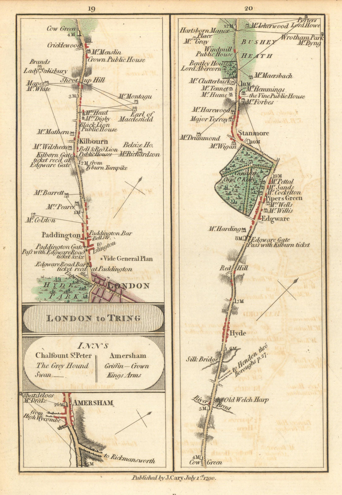 London—Paddington—Kilburn—Cricklewood—Edgware—Stanmore. Cary road map ...