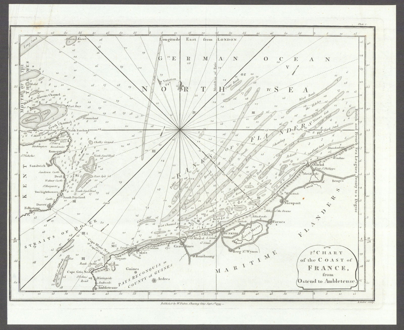 Coast of France [& Belgium] from Ostend to Ambleteuse. North Sea. Faden ...