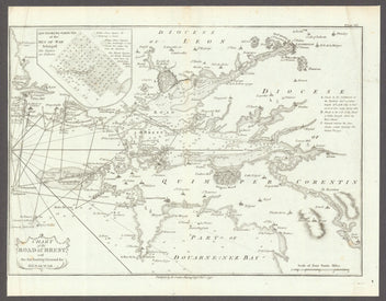 The Road of Brest, with anchoring ground for Men of War. Faden 1793 old ...