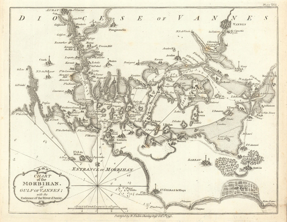 Chart of the Morbihan or Gulf of Vannes with… the River d'Auray. Faden ...