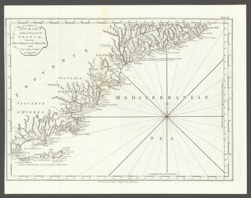 Coast of France & Italy— Îles d’Hyères—Var—Côte d'Azur—Liguria. Faden ...