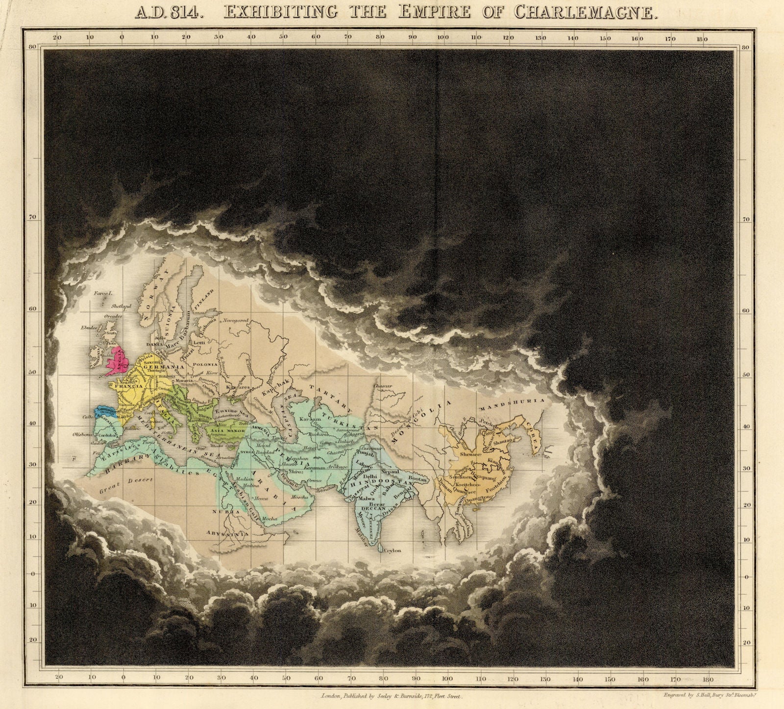 Known World in 814 AD—Carolingian Empire—Fog-of-ignorance map—Quin 1836 ...