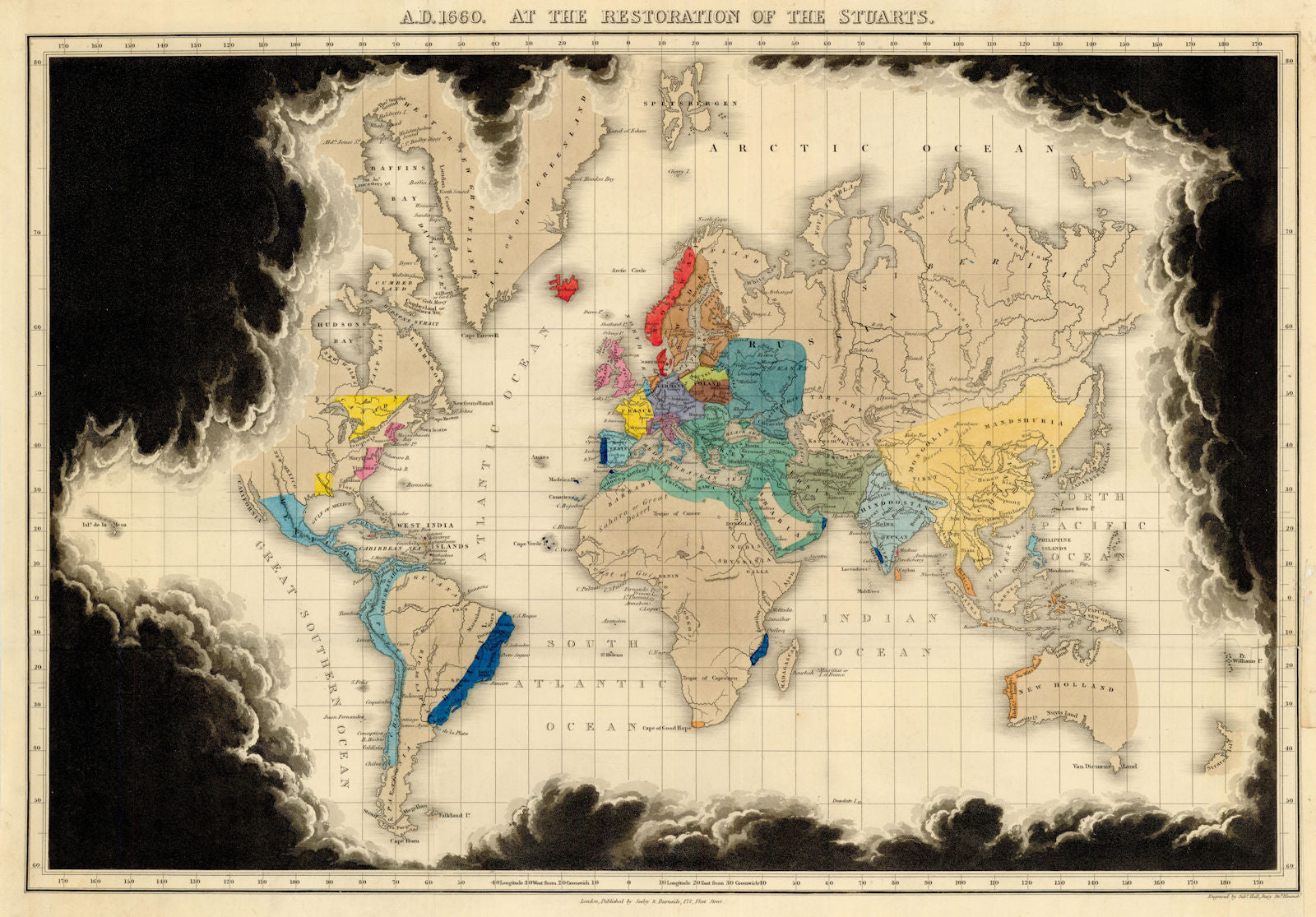 Known World in 1660—Restoration of the Stuarts—Fog-of-ignorance map ...