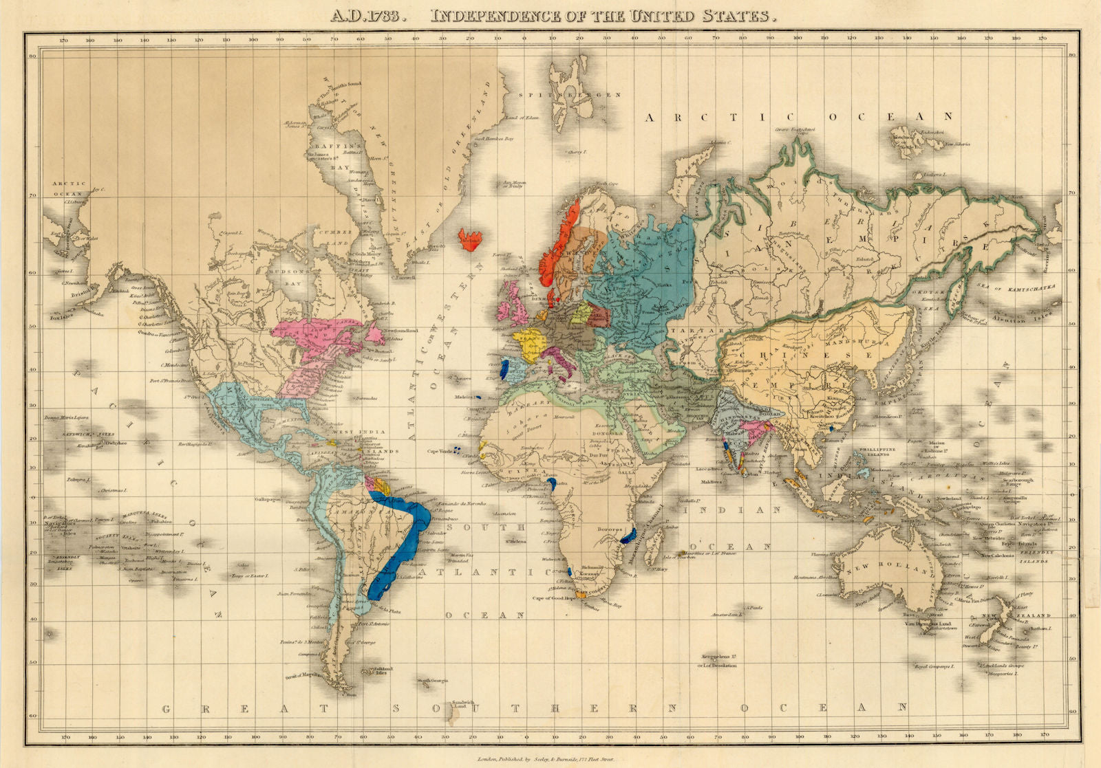 The World in 1783 upon the Independence of the United States—Quin 1836 ...