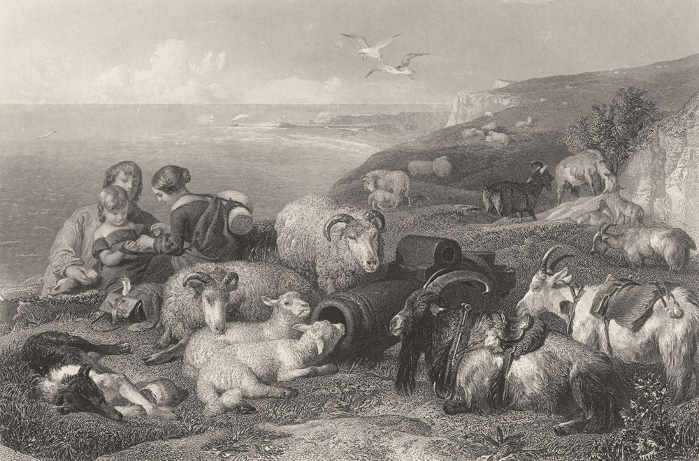 FAMILY. Peace-Landseer c1880 old antique vintage print picture ...