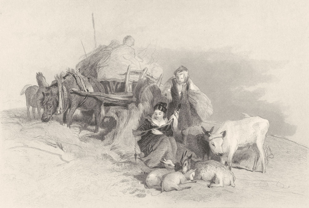 FARMING. Harvest-time, Scottish Highlands-Landseer c1880 old antique ...