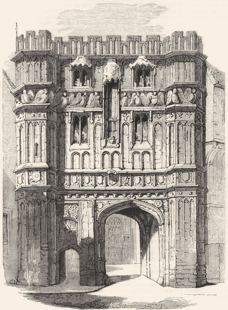 CHURCHES. Cathedral precinct gateway 1845 old antique vintage print ...