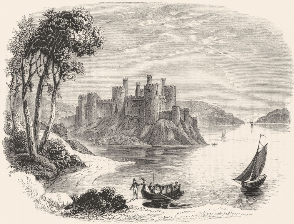 WALES. Conwy Castle 1845 old antique vintage print picture ...
