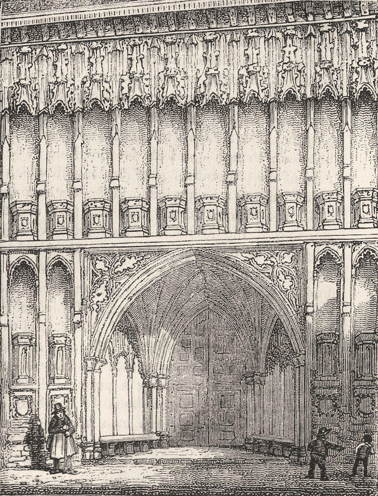 LONDON. Westminster Abbey, West entry 1845 old antique vintage print ...