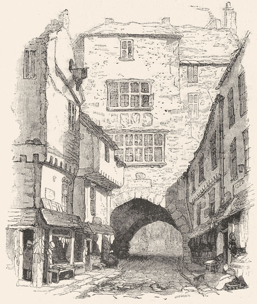 NORTHUMBS. Black Gate, Newcastle 1845 old antique vintage print picture ...